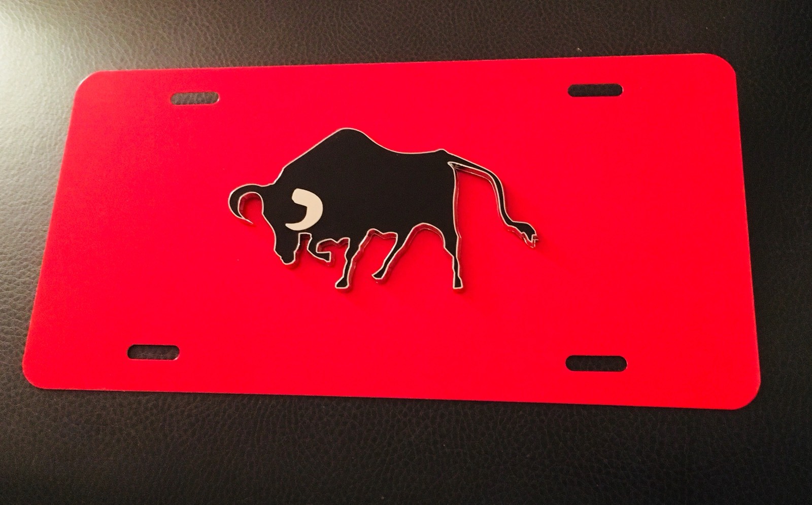 3D Custom Black Bull License Plate / Bull On Red License Plate/ Free ...