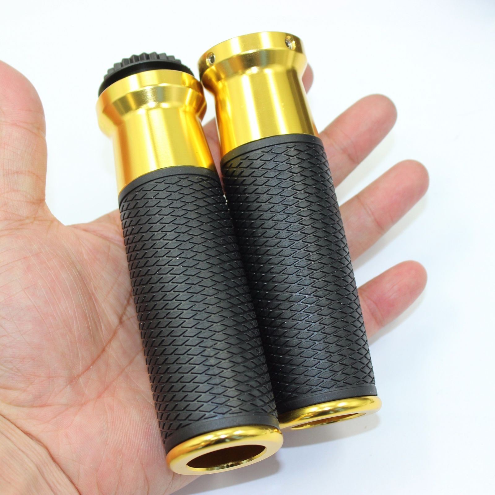 Gold 7/8" 22mm Grip Yamaha R1 R6 CNC Aluminum Rubber Gel Hand Grips ...