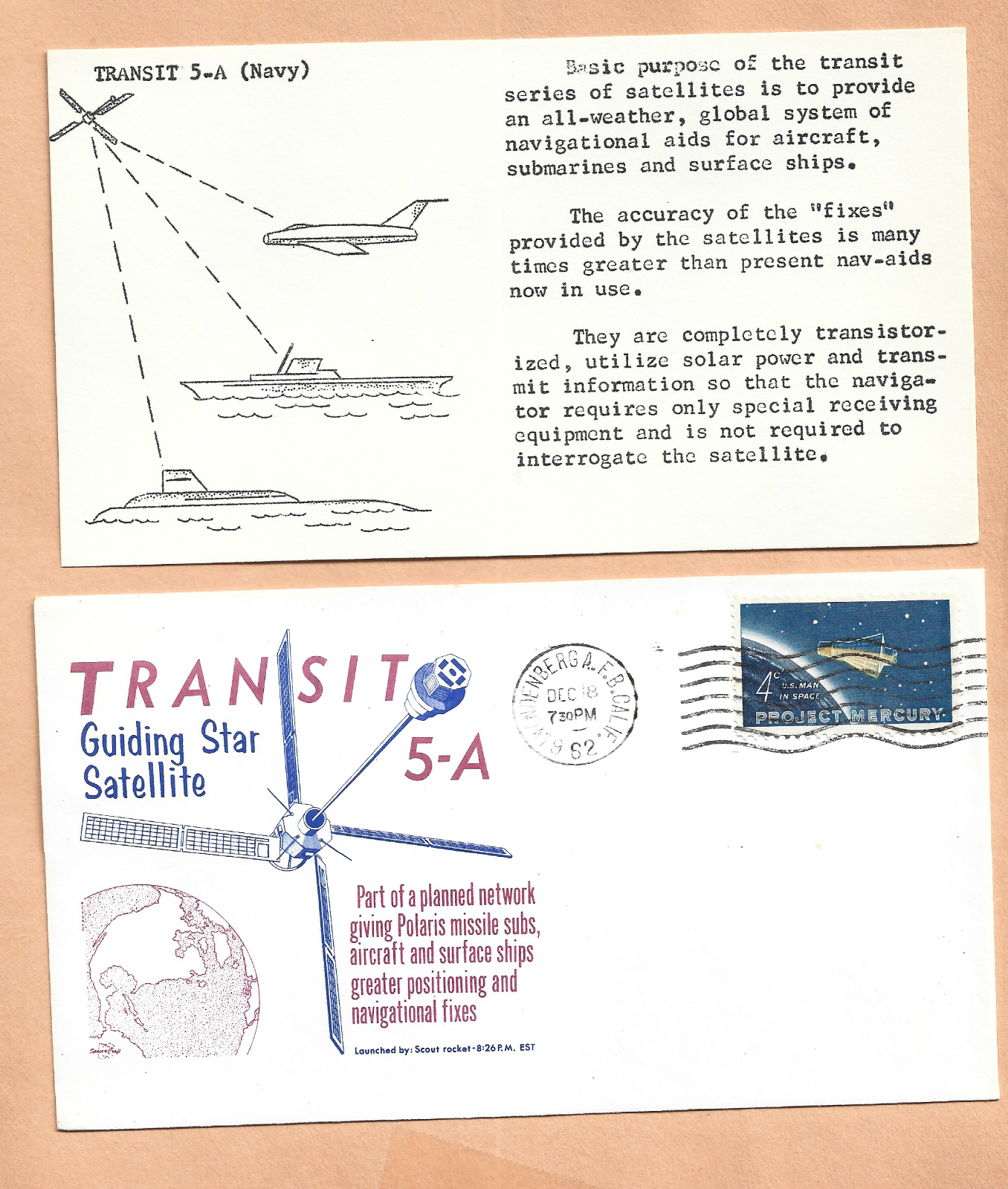TRANSIT 5-A GUIDING STAR SATELLITE DEC 18,1962 VAFB SPACECRAFT SPACE ...