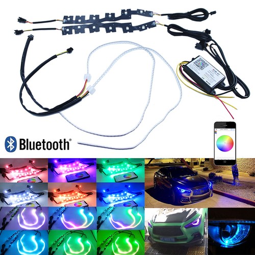 Bluetooth RGBW Multicolor LED DRL Board Lighting w/ Strip Light For ...