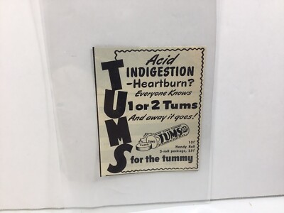 1949 Tums Antacid, for Indigestion & Heartburn. Original Print Ad. | eBay