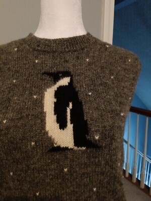 PENGUIN SWEATER VEST CHARTER CLUB PETITES M GREY | eBay