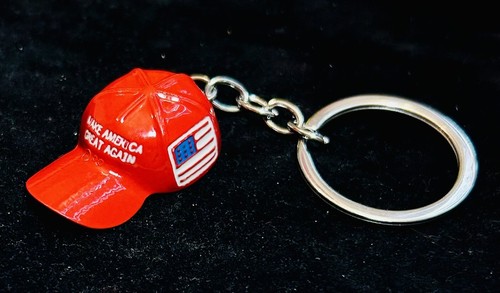 TRUMP 2024 Red Hat Pendant Keychain Make America Great Again USA Flag ...