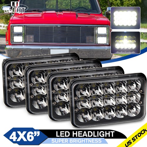 4PCS 4X6" LED Headlights High-Low Beam For Chevy C10 Pickup truck 1980 ...
