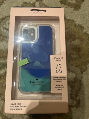 New KATE SPADE Case IPhone 12 Mini Clear Blue Green Liquid Logo Shake ...