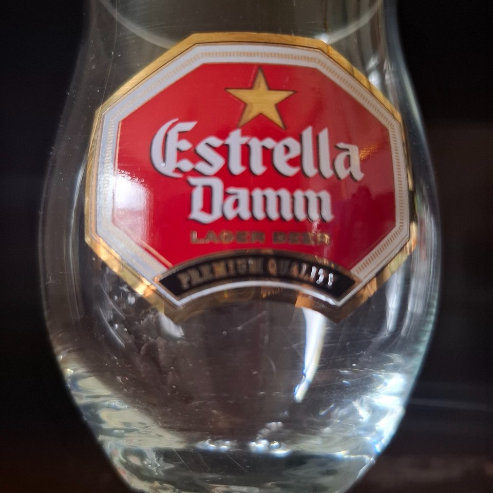Estrella Damm Chalice Lager Beer Glass Forum Barcelona 2004 Home Bar ...