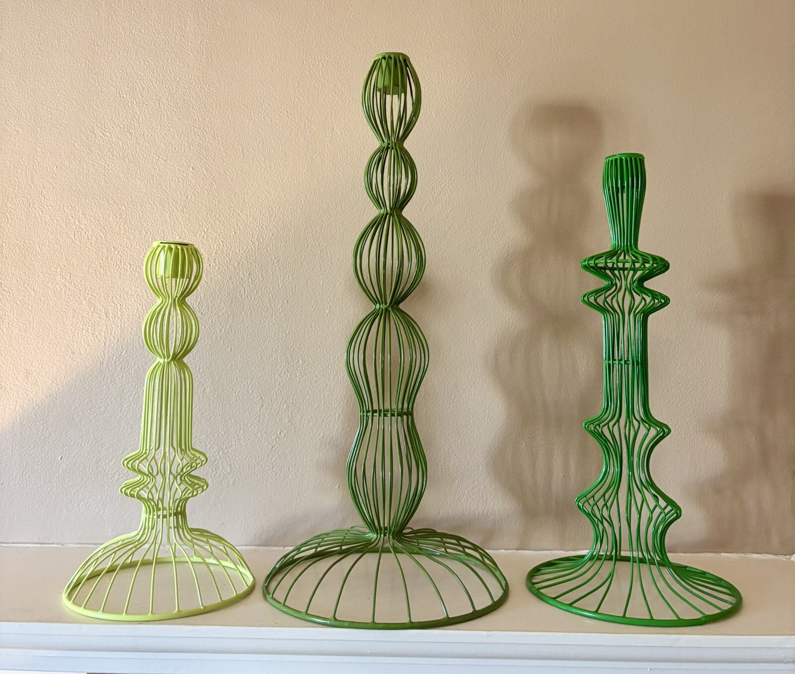 Set of 3 Vintage Bent Metal Wire Taper Candleholders ~ Mid-Century ...