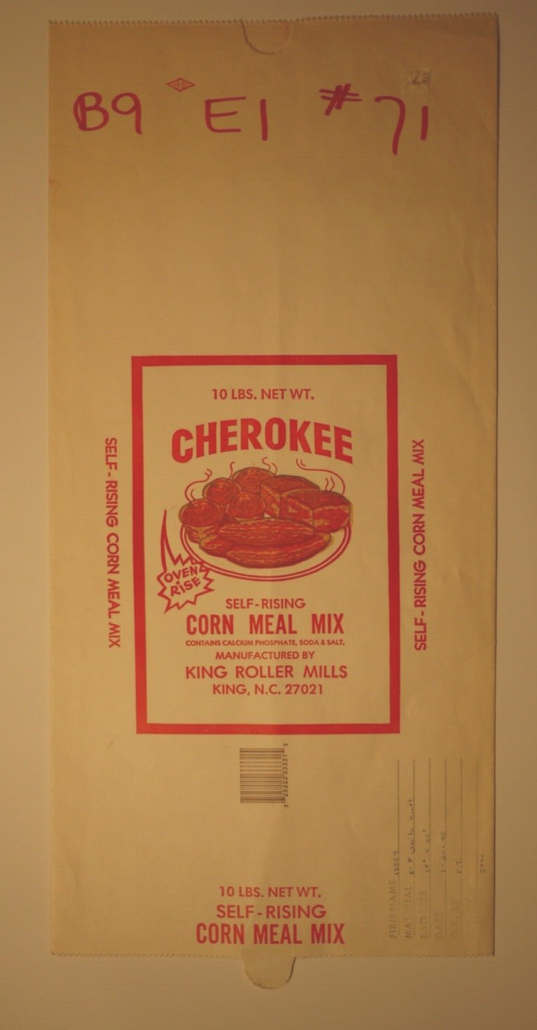 LARGE Vintage Paper Sack Bag - CHEROKEE CORN MEAL, KING ROLLER MILLS ...