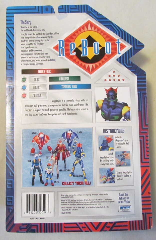 Reboot MEGABYTE Vintage Action Figure 1995 with Delete Disk New | eBay
