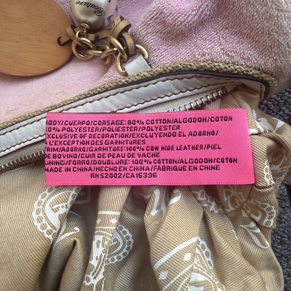 Juicy Couture Vintage Auth Pink Baguette Shoulder Bag Crown Heart ...