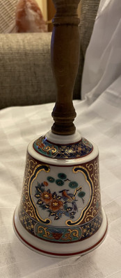 Decorative vintage Japanese porcelain dinner bell with wooden handle ...