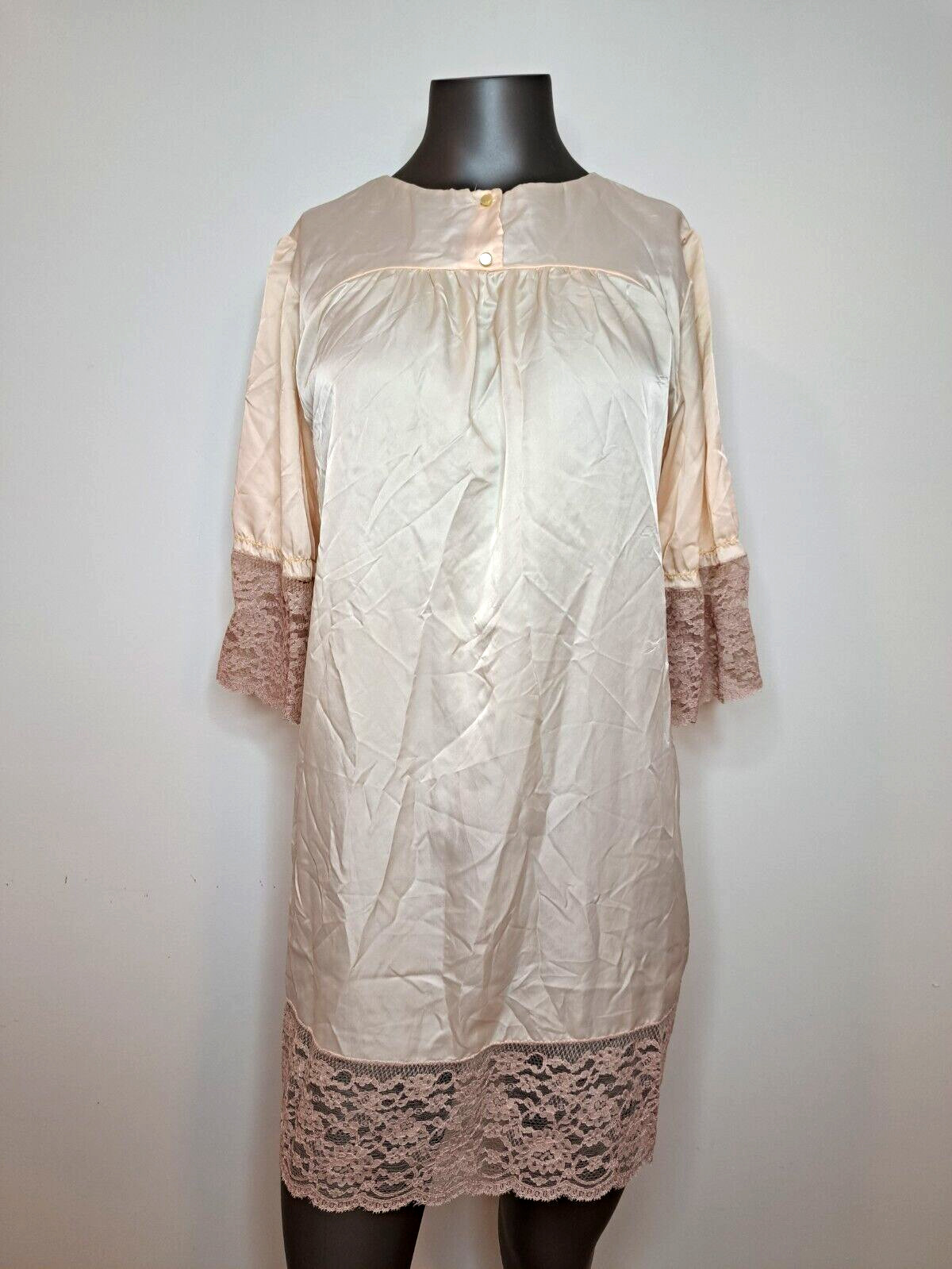 VTG 60s HENSON KICKERNICK Medium Nightgown Ivory Lace… - Gem