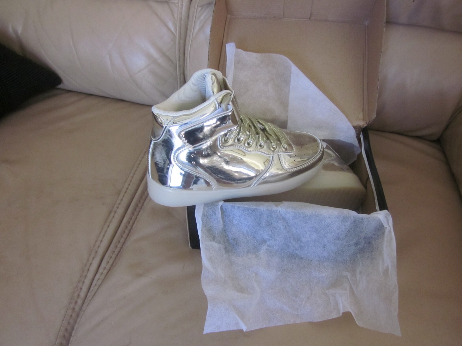 MOHEM High Top Sneakers silver EU 33 Shoes US Size 3 Lace Up girl ...