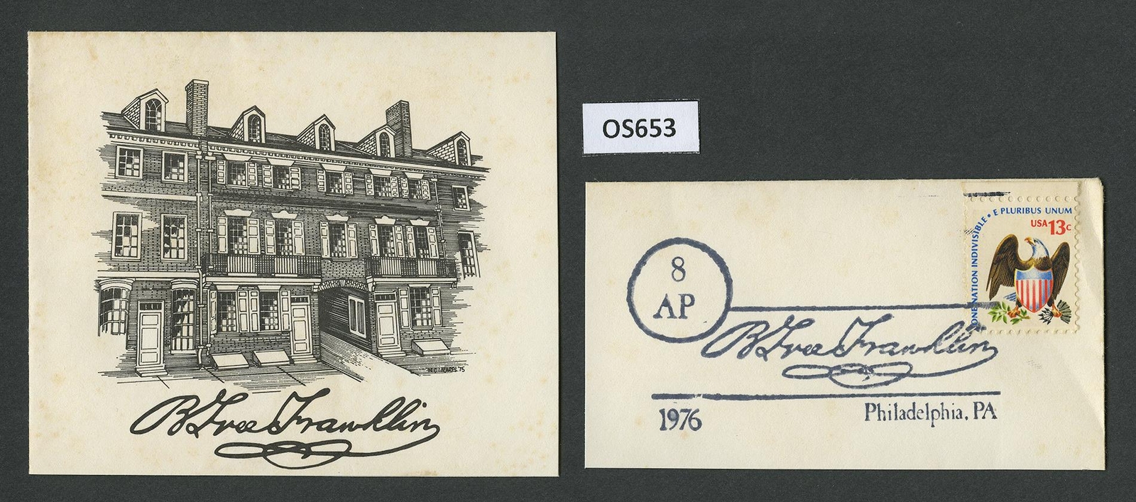 Dealer Dave Stamps 1976 BENJAMIN FRANKLIN POSTAL CACHET AND POST MARK ...