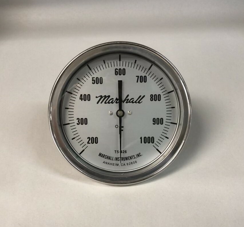 Industrial Stack/Furnace Thermometer, 200-1000F, 5" Dial, 2.5" Stem, 1/ ...