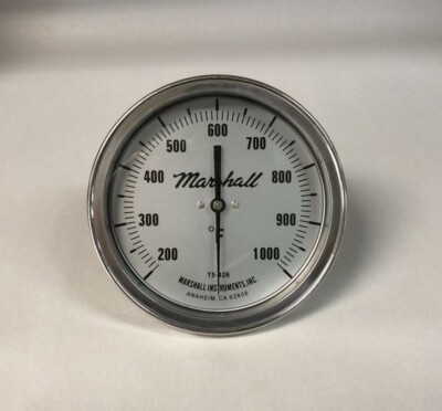 Industrial Stack/Furnace Thermometer, 200-1000F, 5" Dial, 2.5" Stem, 1/ ...