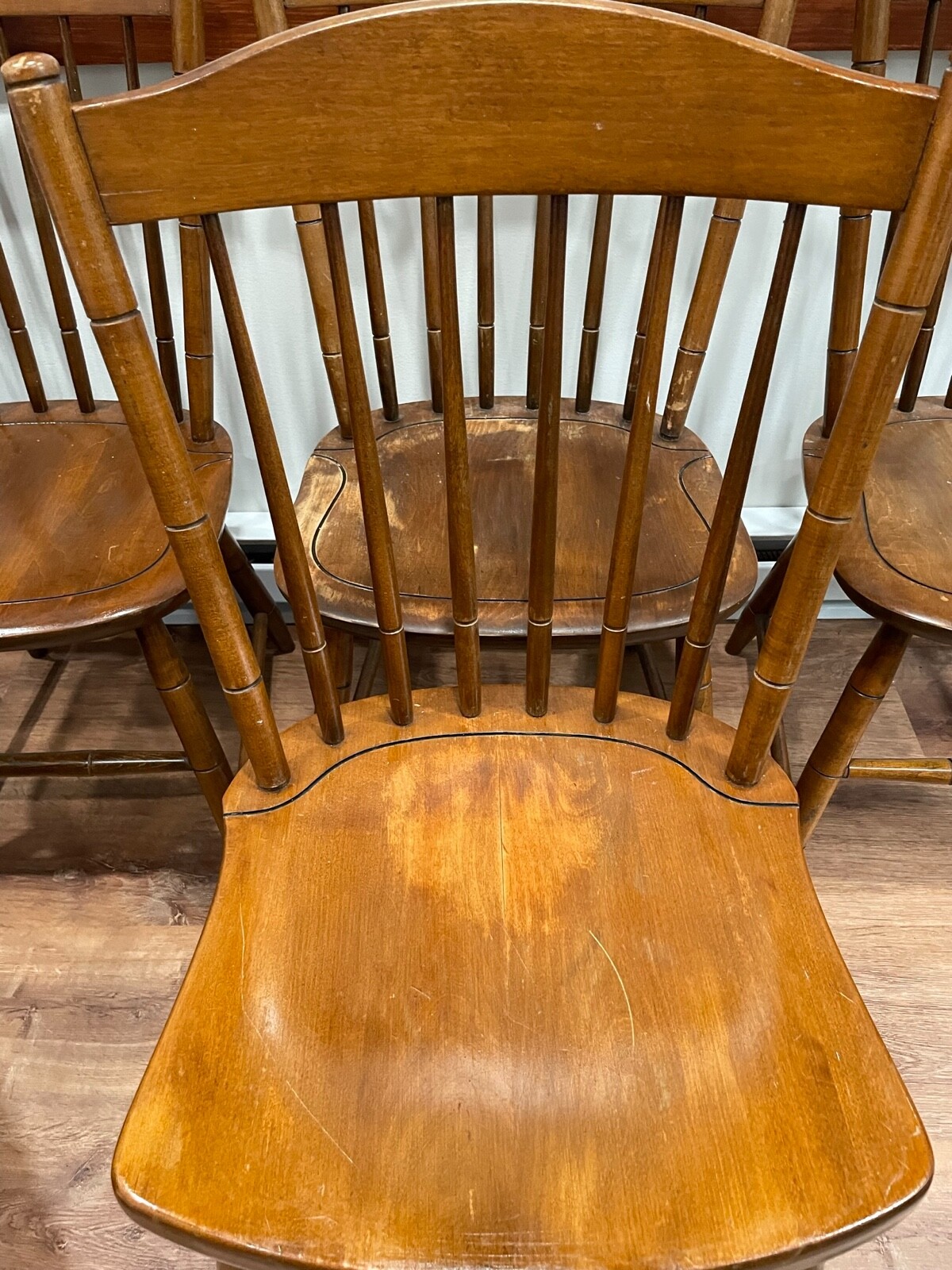 L. HITCHCOCK.HITCHCOCKS-VILLE.CONN.WARRANTED, 4 Windsor Fan Back Chairs ...