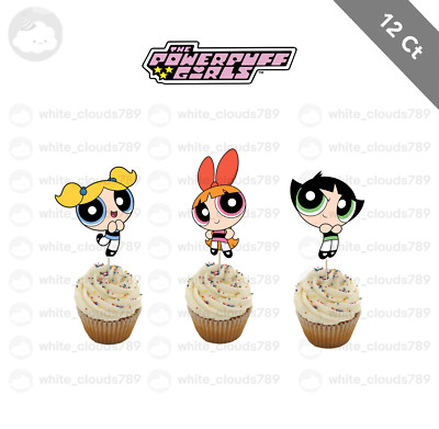 12 Powerpuff Girls Cupcake Topper Food Birthday Party Kids | eBay