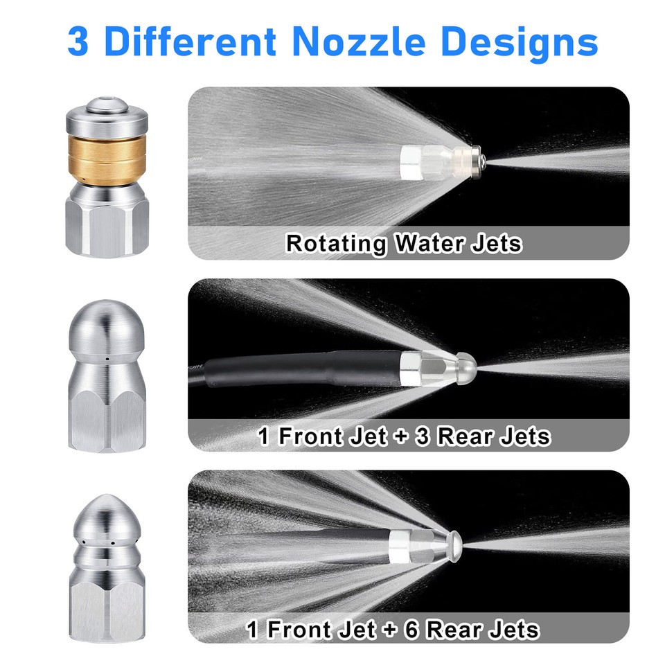 Stainless Steel Sewer Jetter Nozzle Pressure Washer Drain Cleaning ...