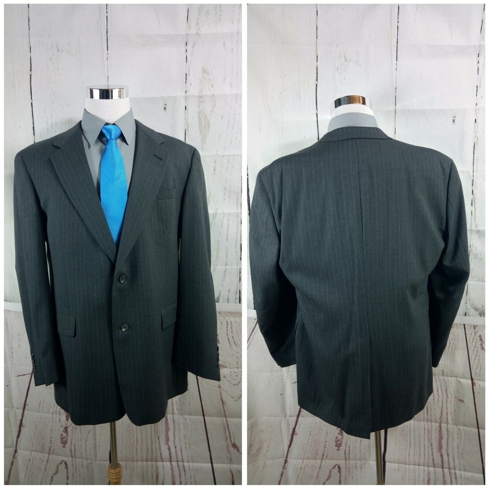 Austin Reed Dillard's 44L 2 Button Gray Striped 2pc Suit 38x32 Pleated ...