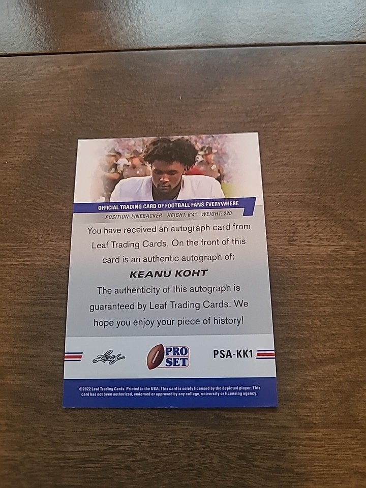 Nice 2022 Leaf Pronset Keanu Koht Rookie Auto | eBay