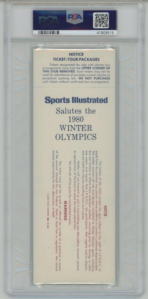 1980 Olympic Hockey Gold Medal Game Ticket USA Miracle on Ice PSA 7 | eBay