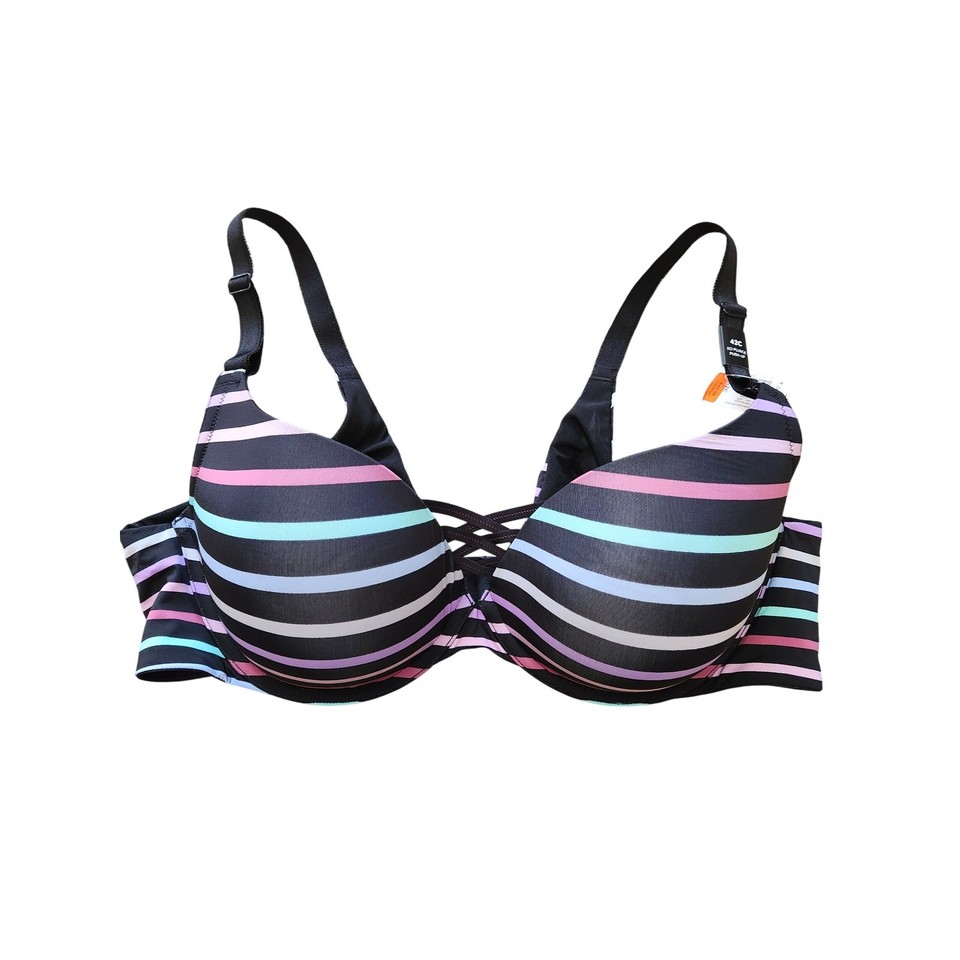 Torrid Plus Size 42C Black Multi Stripe Plunge Smoothing Bra NWT | eBay