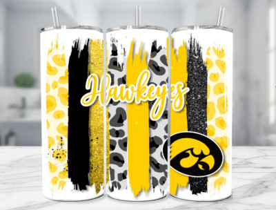 20 Oz Iowa Hawkeyes CollegeFootball Steel Tumbler --Paint Stripes | eBay