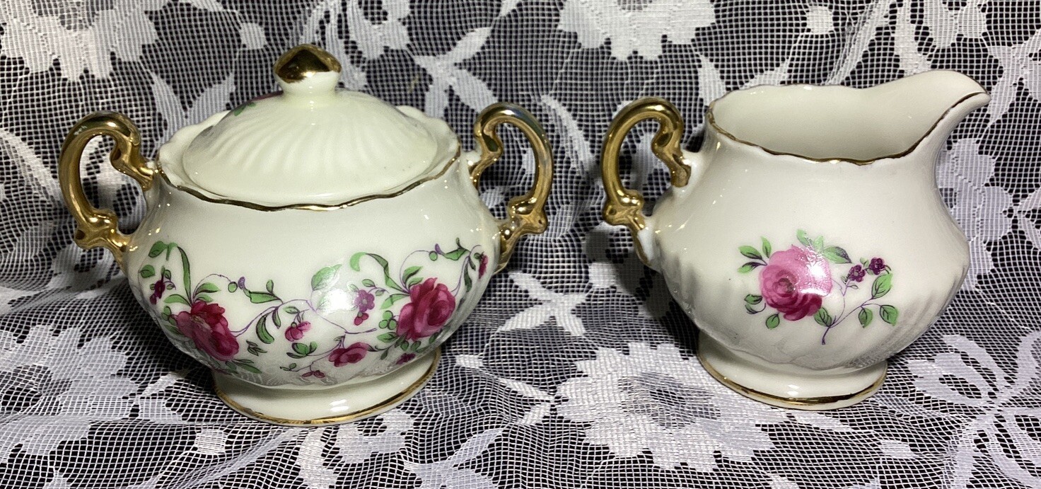 Vintage Royal Sealy Rose China Creamer & Sugar Set Japan | eBay