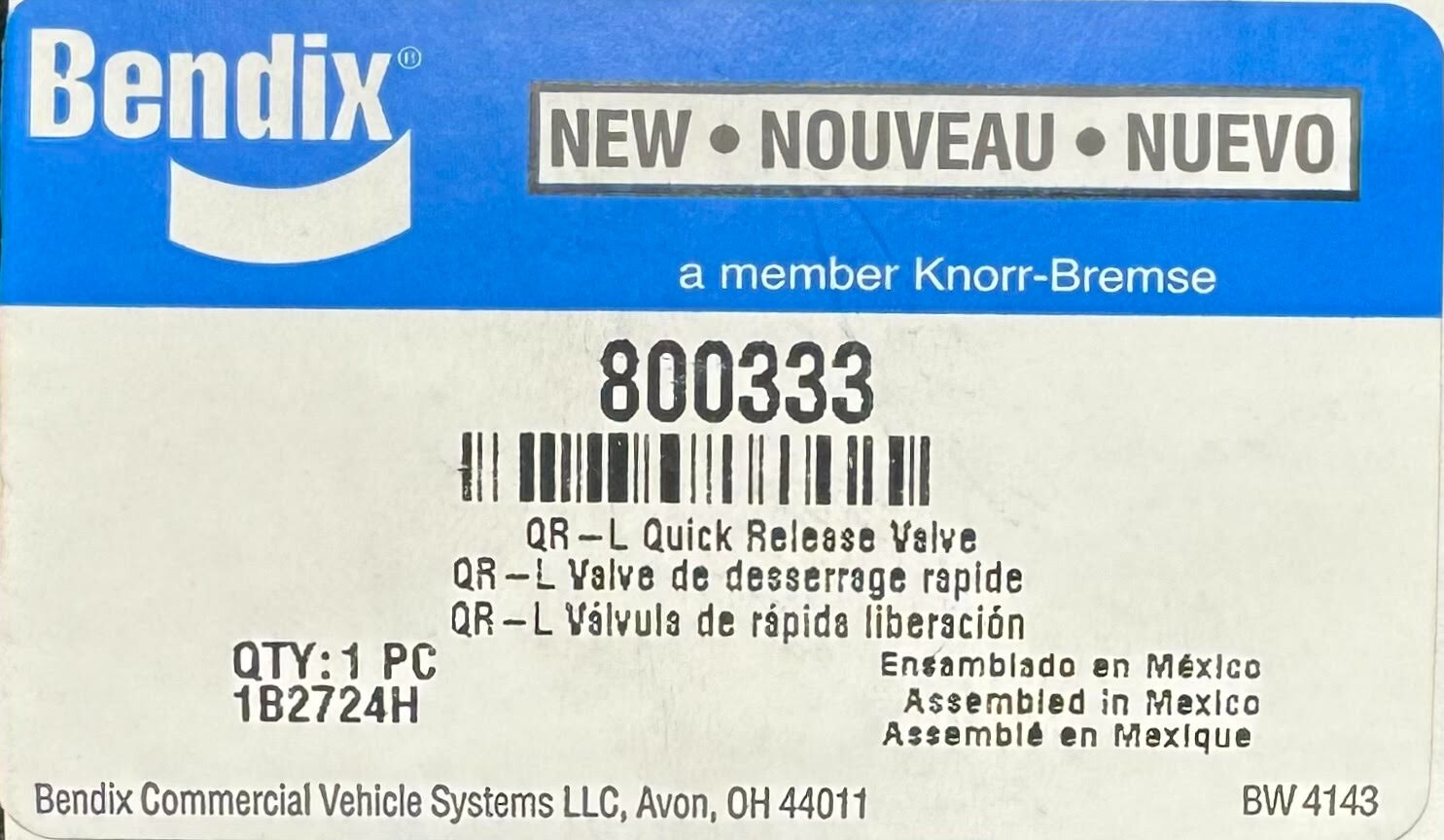 800333 Genuine Bendix Quick Release Valve OEM - New | eBay