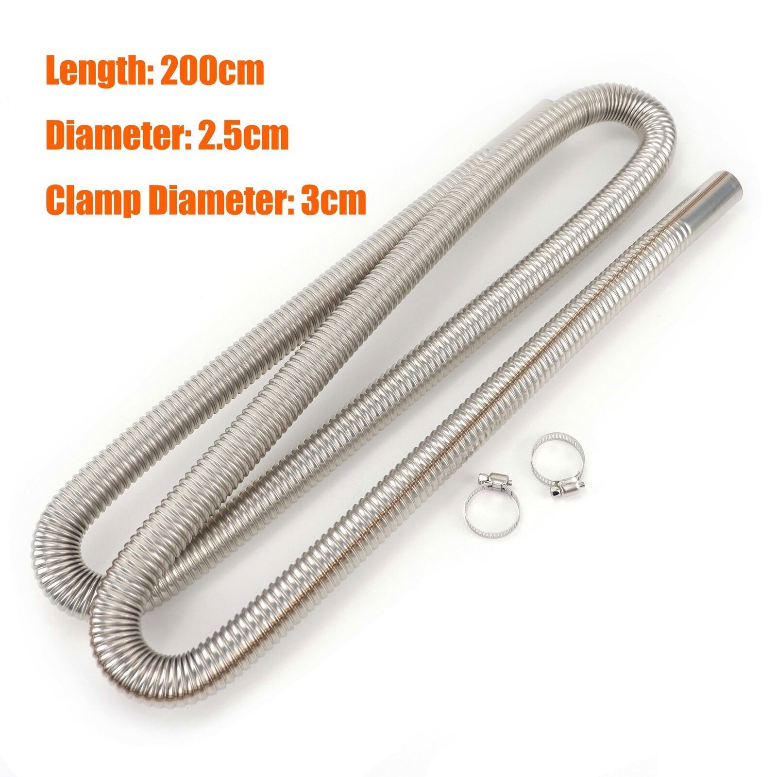 60cm - 300cm Air Diesel Heater Exhaust Pipe Gas Vent Hose extend Silver ...