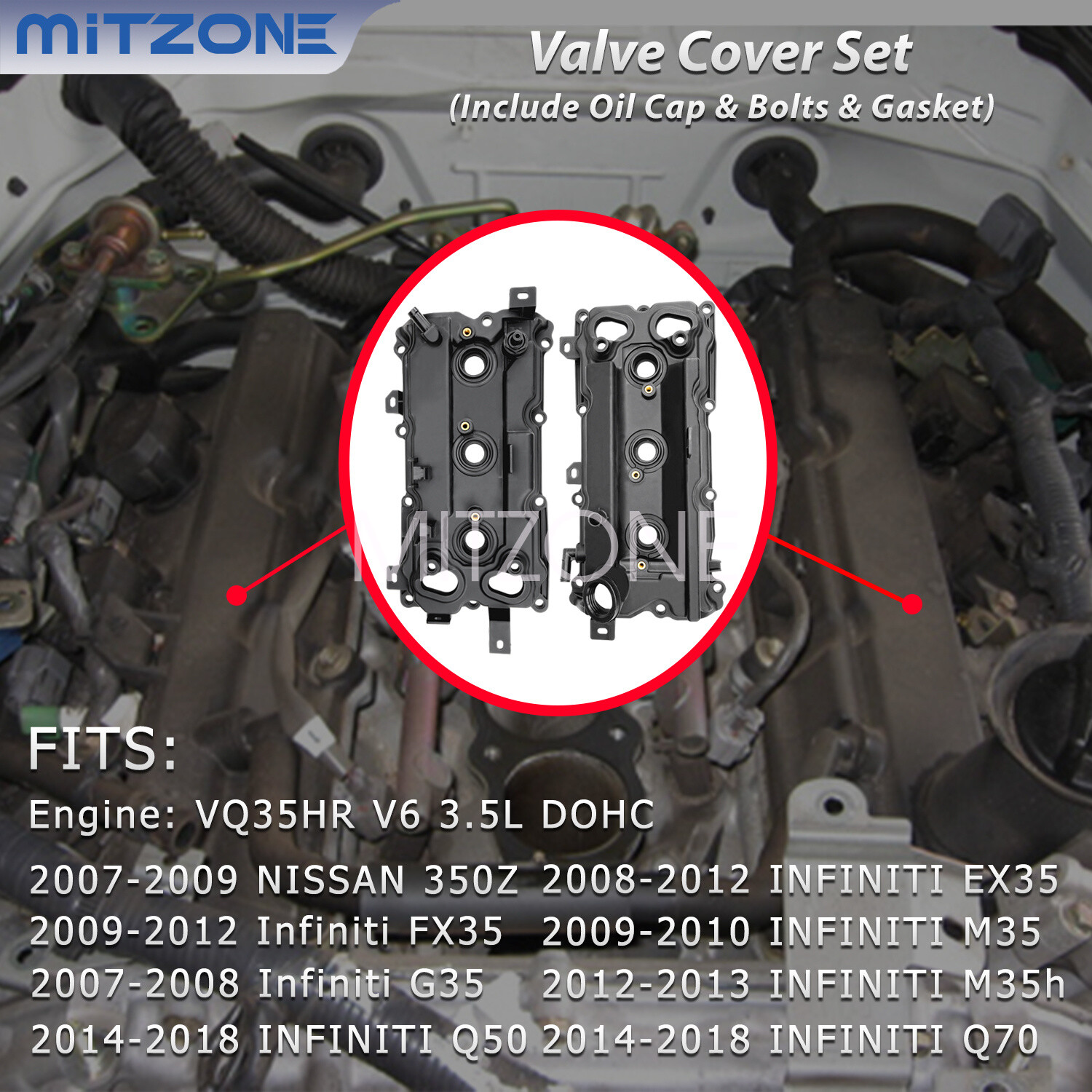 2PCS Valve Covers Set for Nissan 350Z Infiniti EX35 FX35 G35 M35 Q50 ...