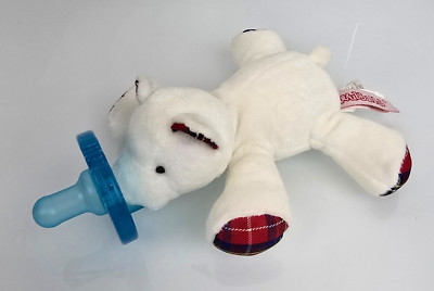 WubbaNub Infant Baby Soothie Pacifier Baby Polar Bear White Red Plaid ...