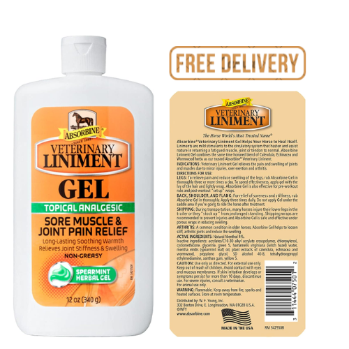 Absorbine Veterinary Liniment Gel Topical Analgesic Sore Muscle ...