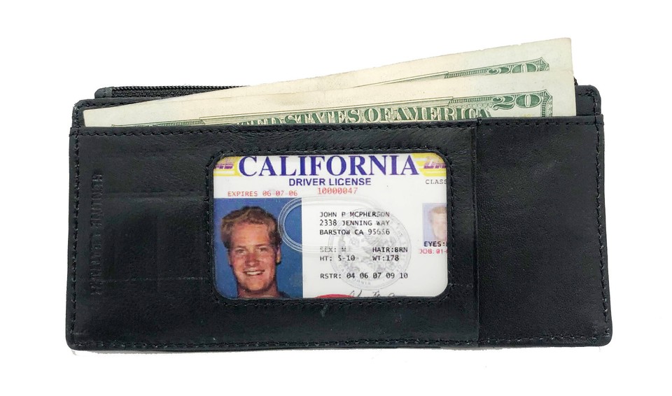 Blue Leather Women's Multi Cards ID Holder Stacker Wallet with Zip ...