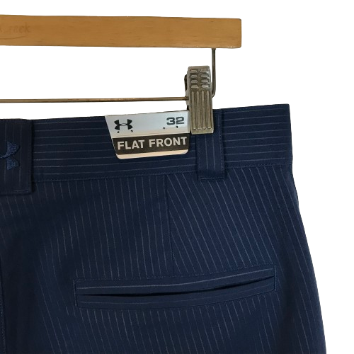 NWT Mens Size 32 Under Armour Dark Navy Blue Golf Thin Stripes Flat ...