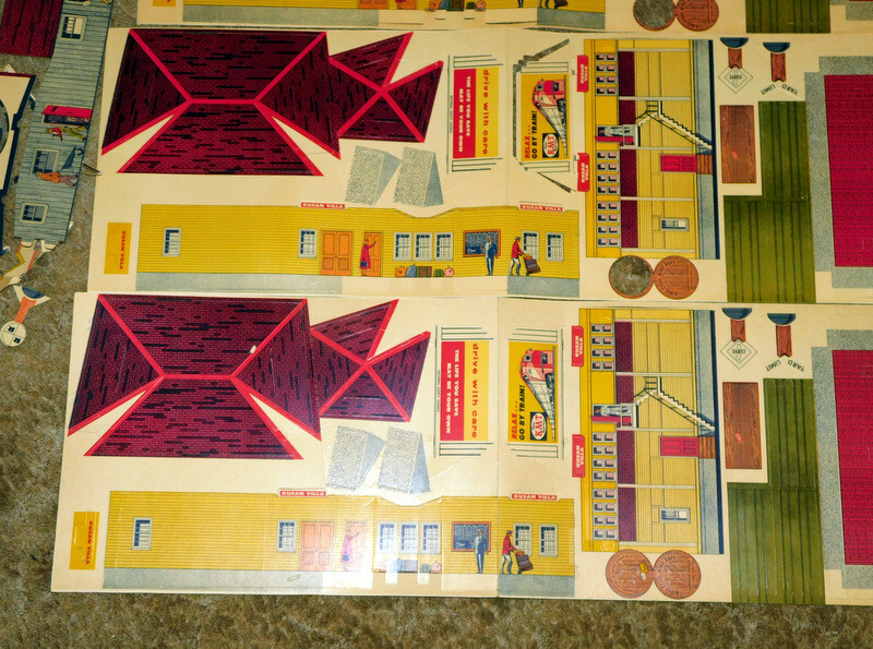 Vintage KMT KUSAN Train Paper Cardboard Sheet Buildings Model Train ...