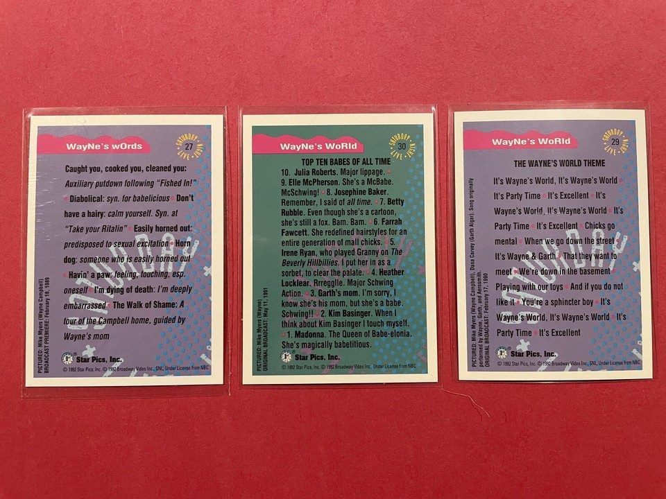 1992 Star Pics Saturday Night Live SNL Cards Wayne's World Mike Myers ...