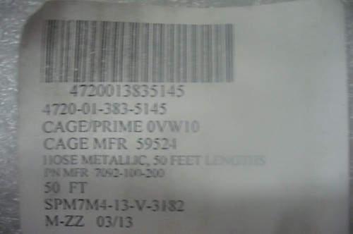 PARKER-HANNIFIN Hose Nonmetallic P/N MFR 7092-100-200 | eBay