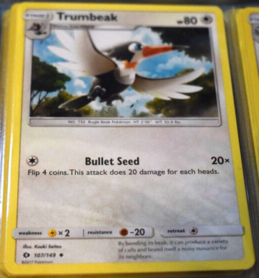 Trumbeak # 107/149 Sun & Moon Base Set Pokemon Trading TCG Game Cards ...
