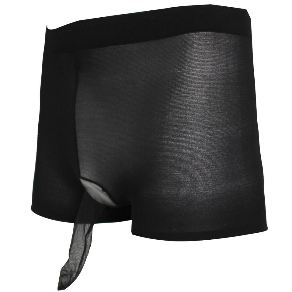 Mens Shorts Sheer Stretchy Pantyhose Stockings Ultra Thin Boxer Briefs ...