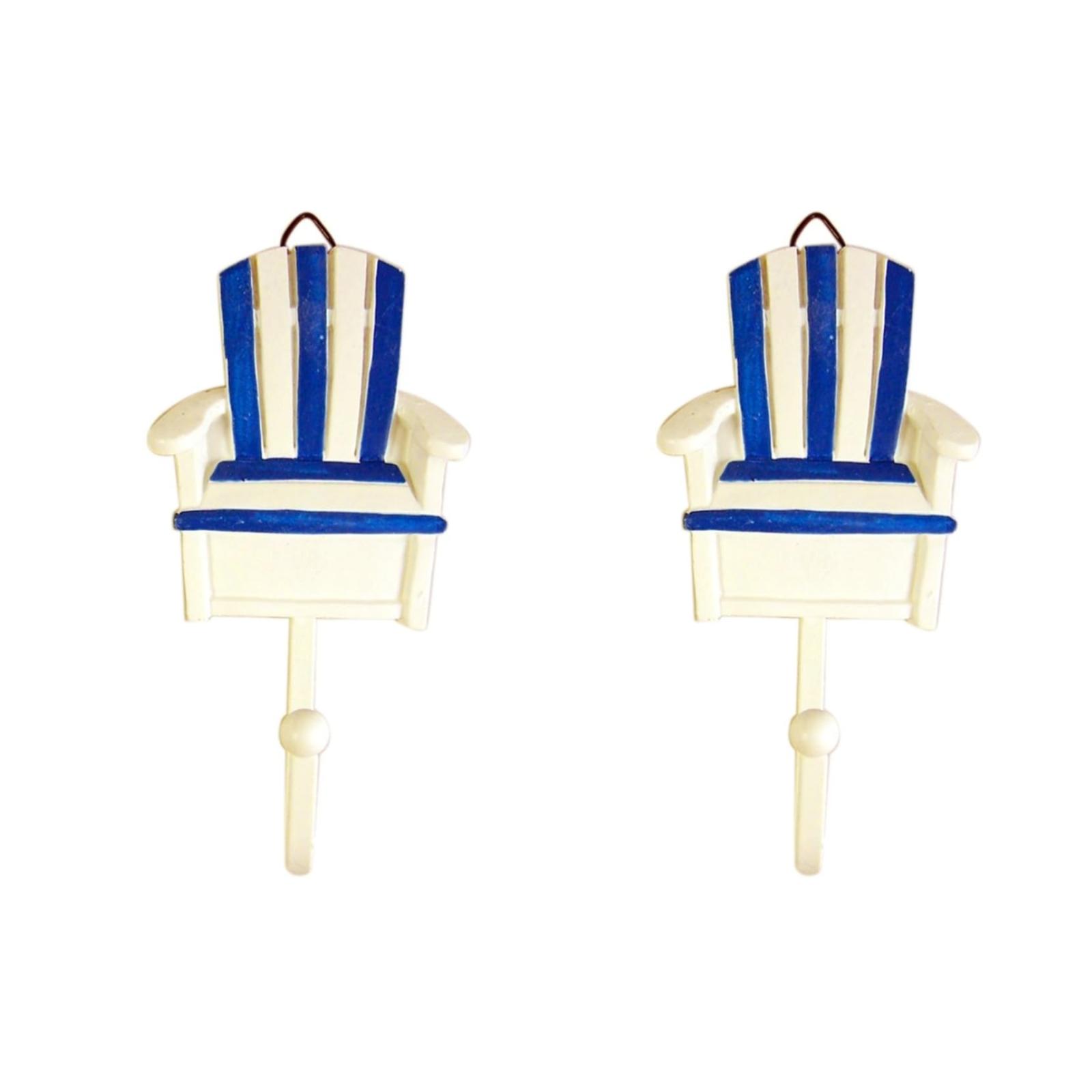 Set of 2, Blue and White Striped Beach Chair Wall Hooks, Beach Home ...
