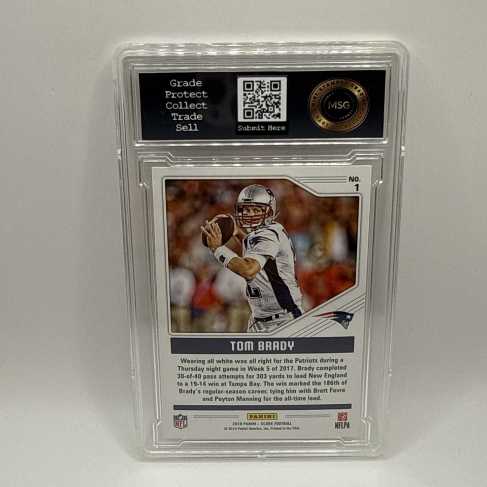 2018 Panini Score Tom Brady Color Rush #1 Graded 10 Gem NFL Patriots ...