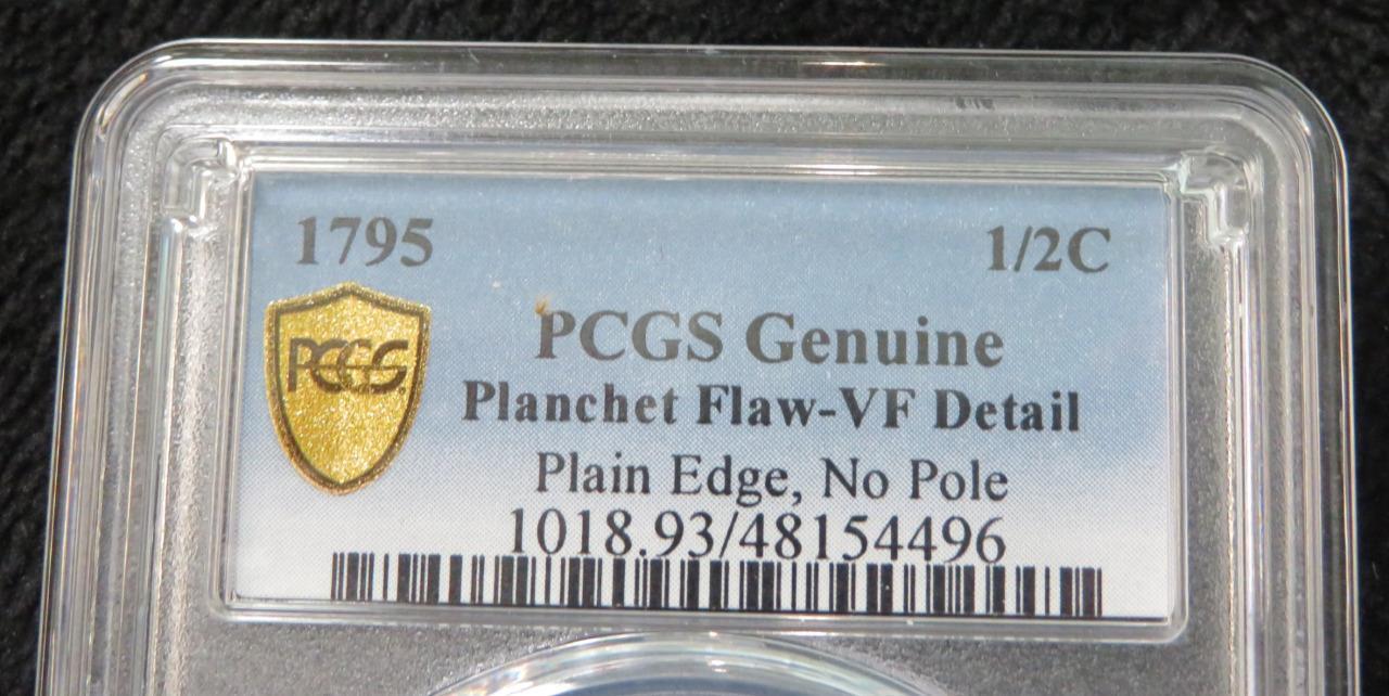 1795 Half Cent Plain Edge, No Pole * Planchet Flaw* PCGS Authenticated ...