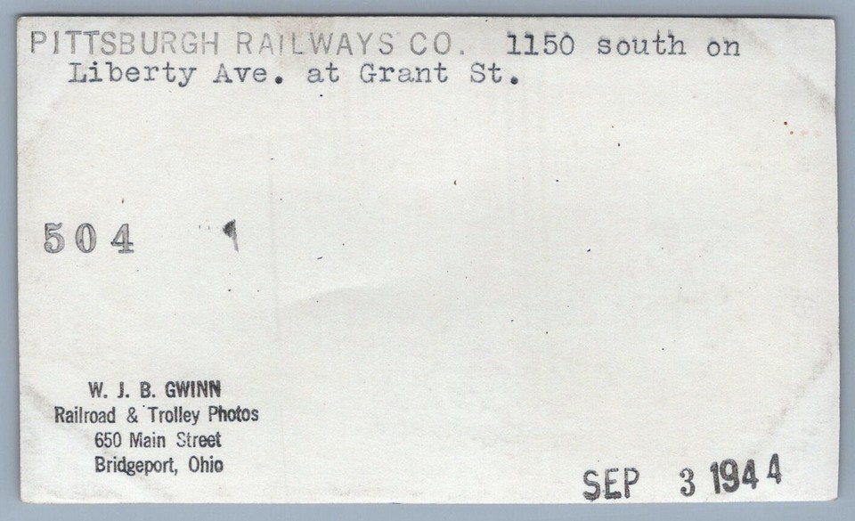 Trolley Photo - Pittsburgh Railways #1150 PCC Streetcar 1944 Liberty ...