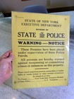 Antique Vintage New York State POLICE Warning Notice Sign Plaque NYPD N ...