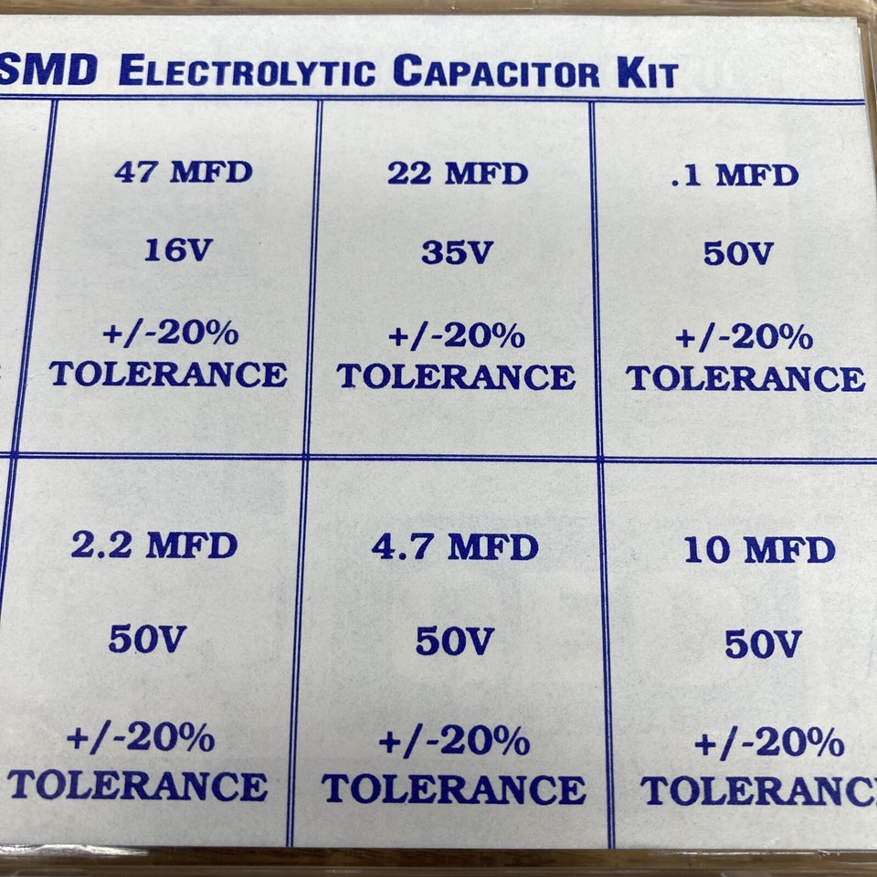Vintage 120pc SMD Electrolytic Capacitor Kit 0.1uF-220uF 4V-50V CEC-123 ...