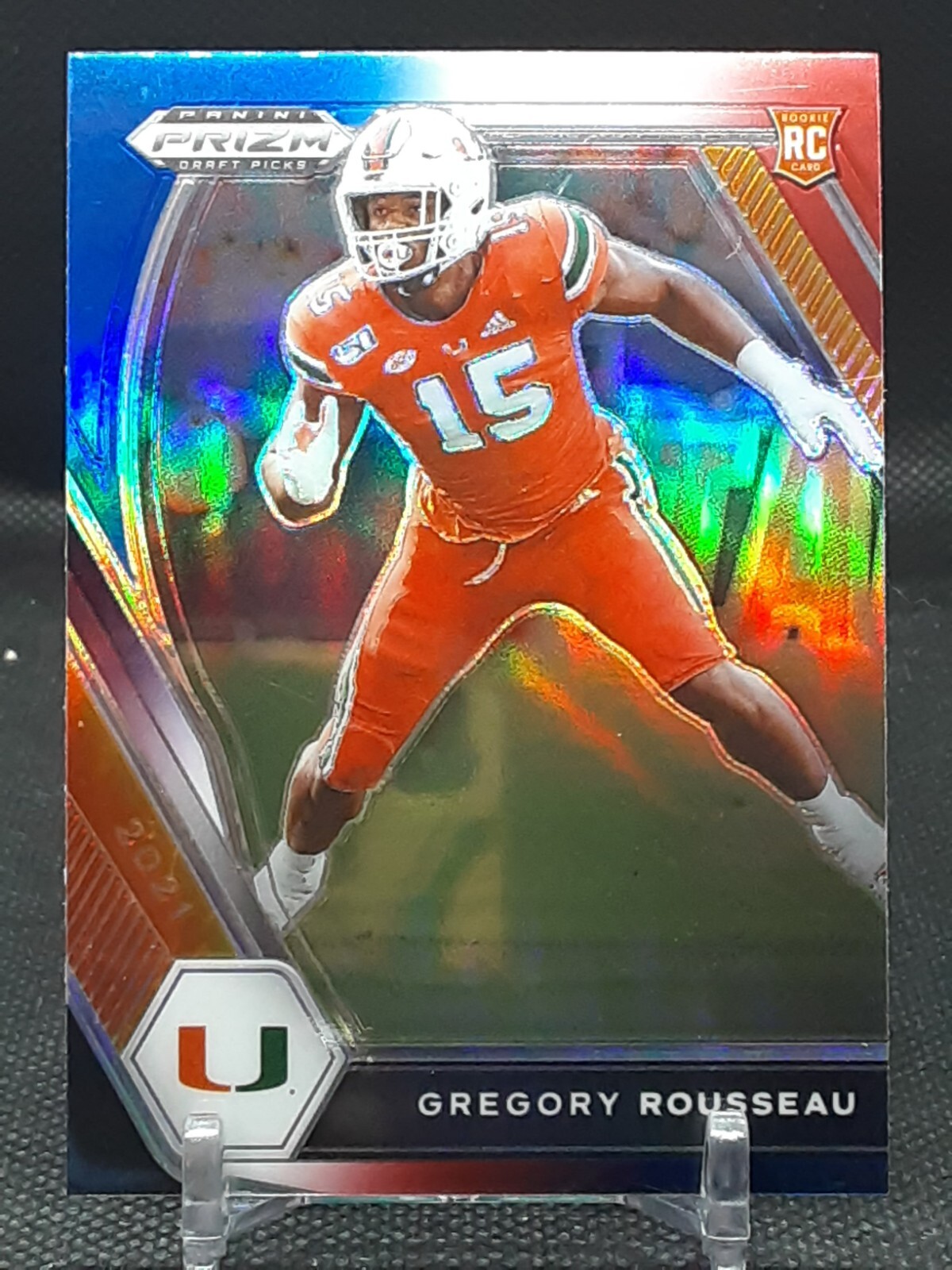 GREG ROUSSEAU 2021 PRIZM DRAFT RED WHITE BLUE PRIZM RC BILLS MIAMI ...