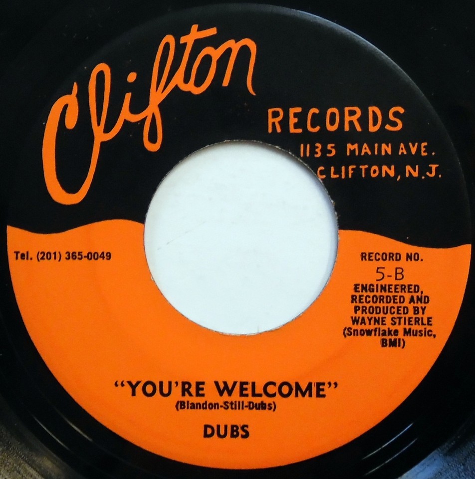 The DUBS 45 (You're Just A) HEARTACHE TO ME /YOU"RE WELCOME Clifton DOO ...