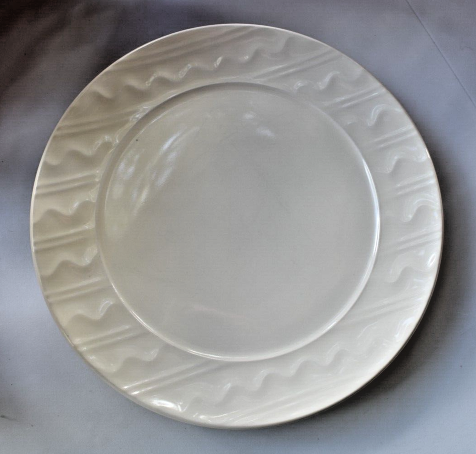 4 ~ DANSK CAIRO CREAM Dinner Plates Embossed Squiggly Lines 11" Disc ...